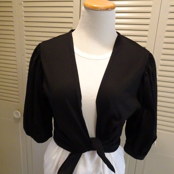 Custom Made | Tops | Custom Made Black Big Sleeve Tie Waist Knit Top S ...